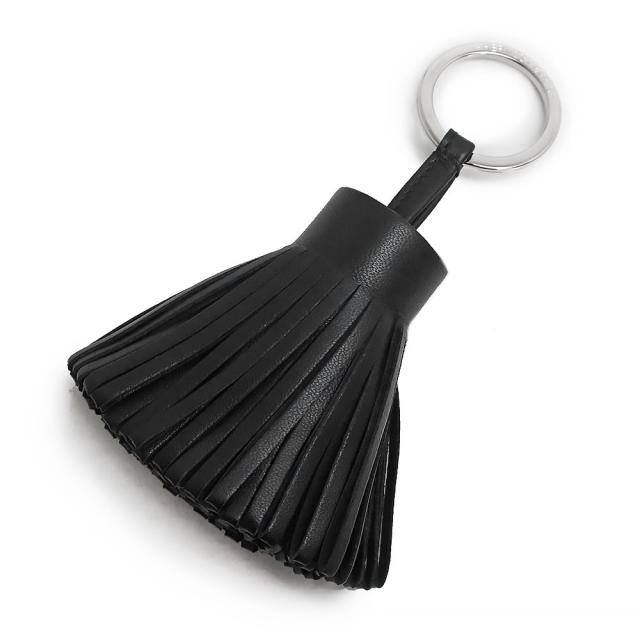 （新品・未使用品）エルメス HERMES カルメン キーホルダー キーリング バッグチャーム アニューミロ ラムスキン レザー ノワール ブラック シルバー金具 W刻印 箱付