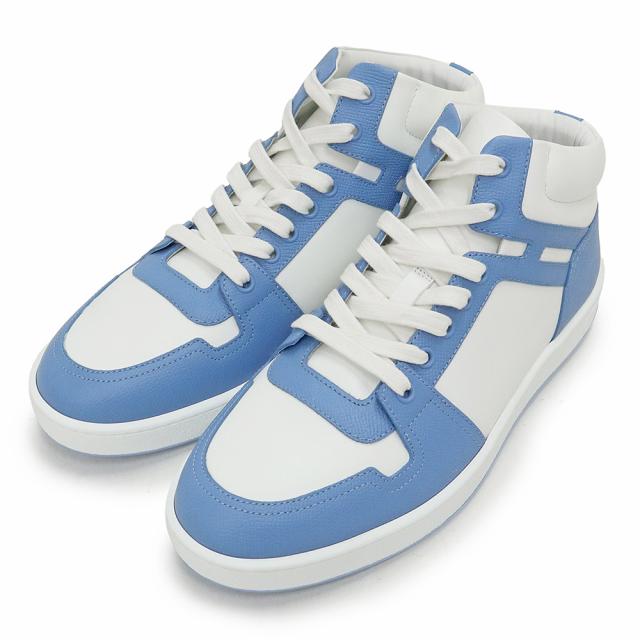 （新品・未使用品）エルメス HERMES インジェット ハイカット スニーカー シューズ 靴 #41 26cm スムースレザー ホワイト ライトブルー 241912Z 箱付