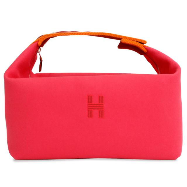 （新品・未使用品）エルメス HERMES ブリッド ア ブラック PM バニティ ポーチ セカンド ハンドバッグ コットンキャンバス Hibiscus ハイビスカス ピンク シルバー金具