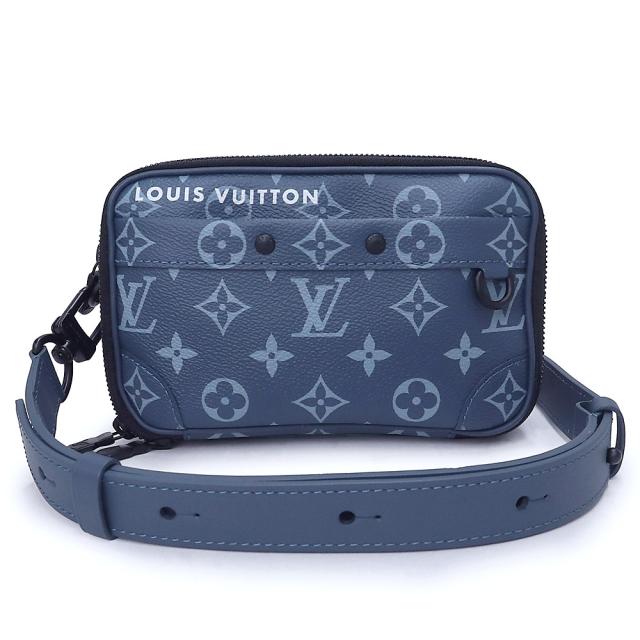 （未使用　展示品）ルイ ヴィトン LOUIS VUITTON ナノ アルファ ウエアラブル ウォレット ショルダーバッグ 斜め掛け モノグラム ブルー ブラック金具 M82801 箱付