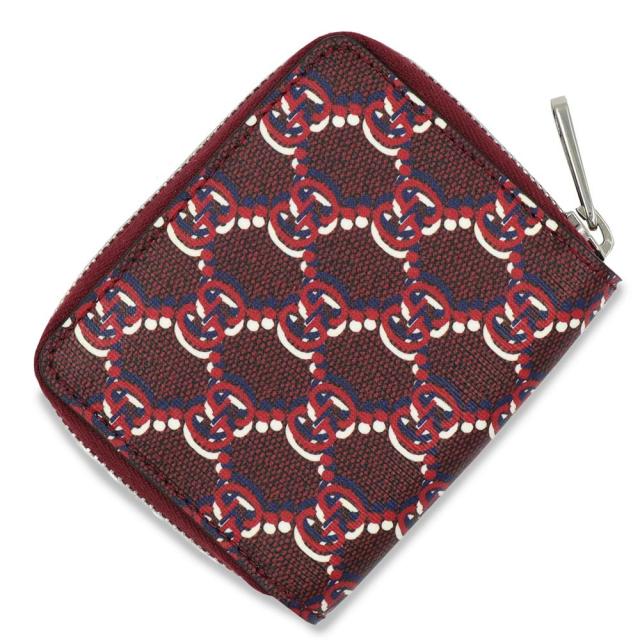 （新品・未使用品）グッチ GUCCI GGシャドウ ラウンドファスナー ケース 小銭入れ 財布 GGシャドウキャンバス レザー ロッソアンコラ ブルー ホワイト 802024 箱付