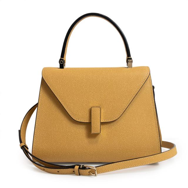 （美品）ヴァレクストラ Valextra ミニ イジィデ ハンドバッグ ソフトカーフ レザー ブラウン ライトゴールド金具 WBES0036028LOC9