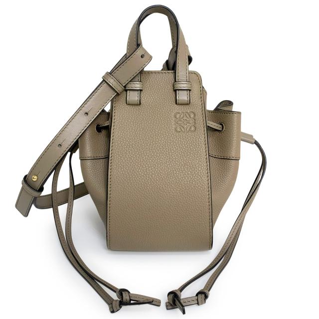 （新品・未使用品）ロエベ LOEWE ハンモック ドローストリング ミニ 2Way ショルダー ハンドバッグ 斜め掛け ソフトグレインカーフ レザー ローレルグリーン ゴールド金具 A538V07X15