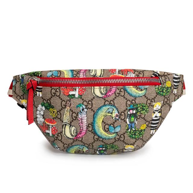（未使用　展示品）グッチ GUCCI ヒグチユウコ チルドレンズ ベルトバッグ ウエストポーチ GGスプリームキャンバス ベージュ レッド シルバー金具 502095
