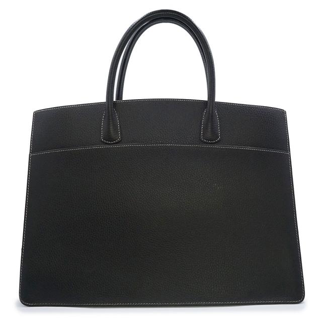 （中古）エルメス HERMES ホワイトバス GM 40 ハンドバッグ フィヨルド レザー ノワール ブラック ゴールド金具 □B刻印