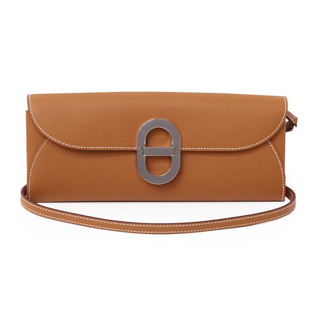 （新品・未使用品）エルメス HERMES シェーヌ ダンクル マイヨン トゥーゴー ウォレット 長財布 2WAY クラッチ ショルダーバッグ 斜め掛け ヴォーエプソン レザー ゴールド ブラウン シルバー金具 B刻印 箱付