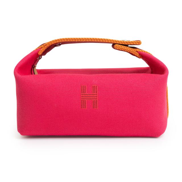 （未使用　展示品）エルメス HERMES ブリッド ア ブラック PM バニティ ポーチ セカンド ハンドバッグ コットンキャンバス ハイビスカス シルバー金具