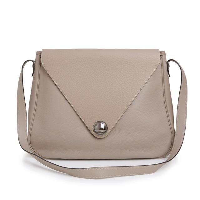 （美品）エルメス HERMES クリスティーヌ ショルダーバッグ 斜め掛け トリヨンクレマンス レザー ベージュ グレージュ トゥアレグ シルバー金具 □F刻印