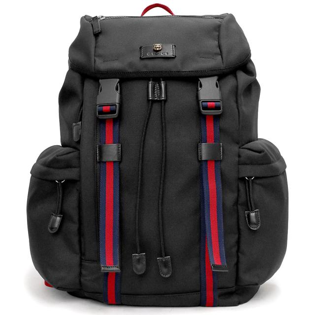 （未使用　展示品）グッチ GUCCI タイガー キャットヘッド シェリーライン リュック デイパック バックパック テクノキャンバス ナイロン ブラック ブラック金具 429037