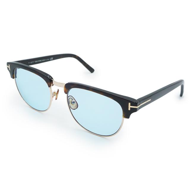 （中古）トムフォード TOM FORD ヘンリー Henry サングラス メガネ 眼鏡 アイウェア 度入り プラスチック メタル ブラウン ピンクゴールド金具 TF248