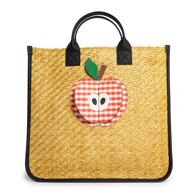 （未使用　展示品）グッチ GUCCI チルドレンズ トート 3D アップル ギンガムチェック ハンドバッグ ストロー レザー ベージュ レッド ブラック 648841