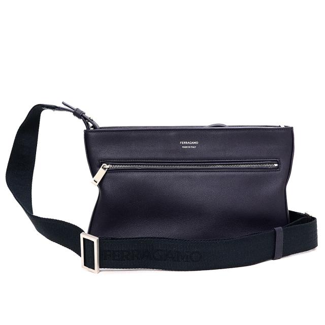 （未使用　展示品）サルヴァトーレフェラガモ Salvatore Ferragamo スターシェイプポーチ ショルダーバッグ 2WAY 斜め掛け カーフスキン レザー ミッドナイト シルバー金具 241655