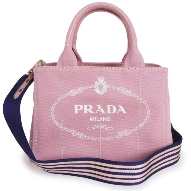 （未使用　展示品）プラダ PRADA カナパ トート 三角ロゴ 2way 斜め掛け ショルダー ハンドバッグ カナパ キャンバス アラバストロ ビアンコ ピンク ホワイト ゴールド金具 1BG439