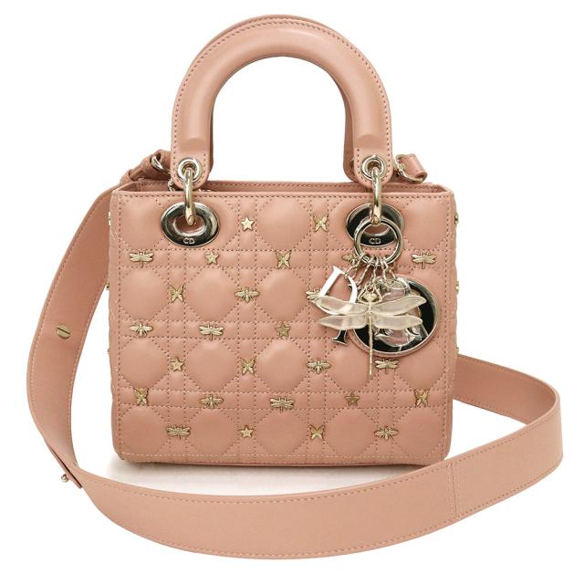 （未使用　展示品）クリスチャンディオール Christian Dior レディディオール マイ ABC ディオール スモール 2Way 斜め掛け ショルダー  ハンドバッグ カナージュ ラムスキン レザー トンボ 蝶 ハチ スター Rose des Vents  ローズ デ ヴァン ゴールド金具 M0538OBLQ