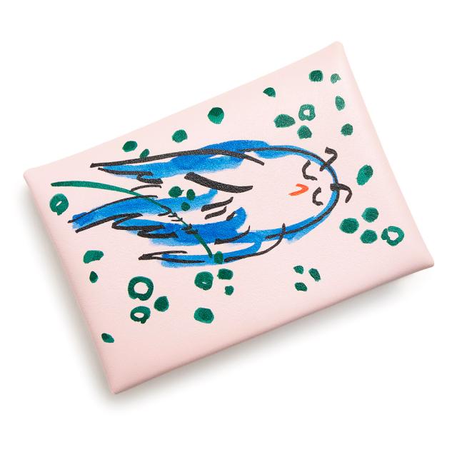 （新品・未使用品）エルメス HERMES カルヴィ デュオ コンパクト フクロウ Spring Owl ケース 小銭入れ 財布 ヴォースイフト レザー モーヴペール ピンク シルバー金具 K刻印 箱付