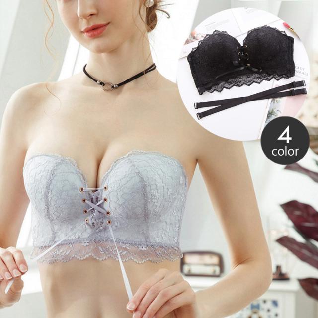 ストラップレスブラ ブラジャー 2way レディース 1/2カップ レース リボン 厚手ブラパッド 肩紐なし ハーフカップブラの通販はau PAY マーケット - プラスナオ | au PAY ...
