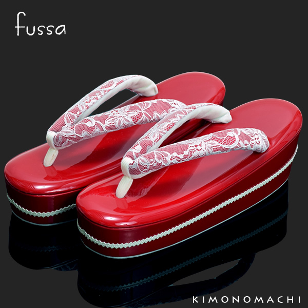 【Prices down2】振袖草履 fussa 草履単品「赤色 レース」カッティング紐花コサージュ 振袖草履 フッサ 成人式 結婚式に [送料無料]ss2512zbg50
