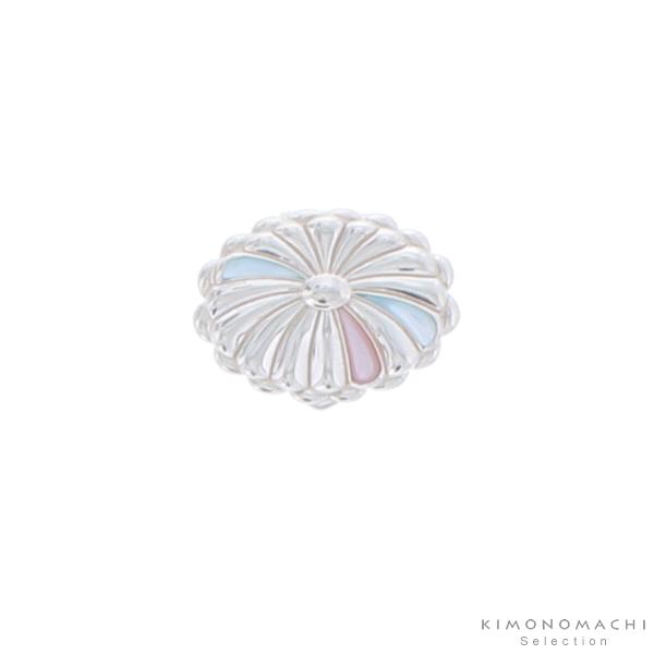 【Prices down】【お取り寄せ商品】螺鈿、シルバー925使用 帯留め「ブルー、ピンク系螺鈿 菊花」帯飾り 和装小物 洒落小物 螺鈿帯留め [送料無料]＜H＞ss2506wkm10