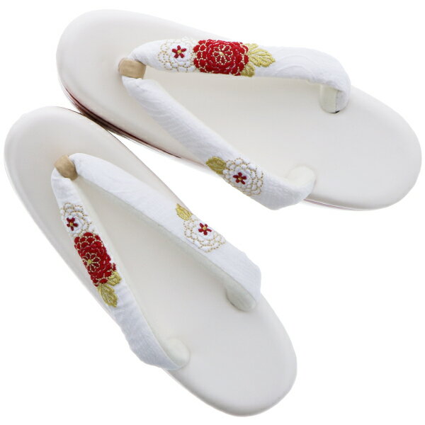 振袖・袴用 草履単品 Sサイズ「白色 万寿菊刺繍」＜H＞ss2512zbg10の