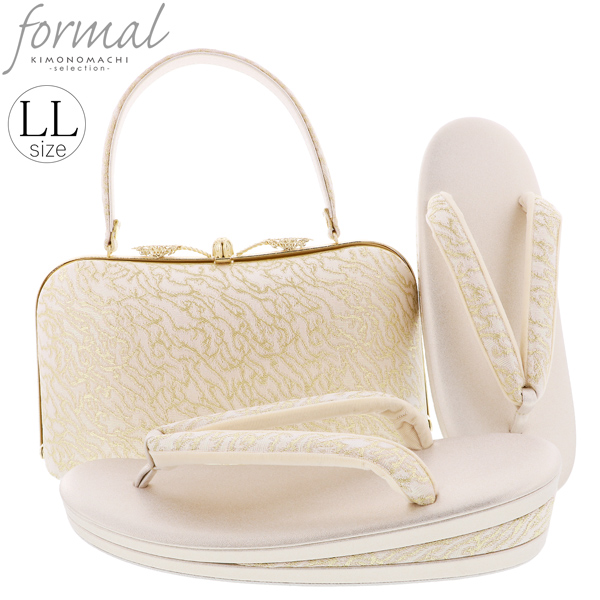 礼装 草履 バッグ セット レディース 礼装用草履バッグセット 「Robe Decolletee ローブデコルテ I型 マーブル ゴールド」 草履LLサイズ  ＜H＞＜T＞ss2409zbg10
