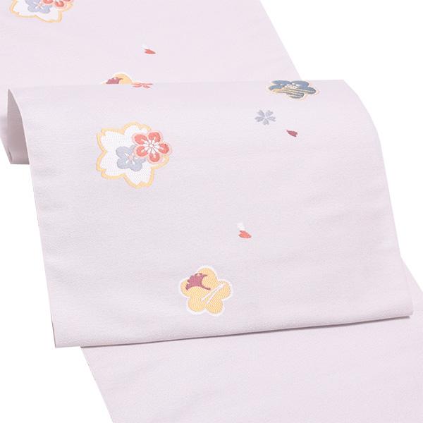 未仕立て名古屋帯「アイボリー 桜と梅」正絹帯 九寸帯 洒落帯 お洒落着用 西陣織 正絹名古屋帯 日本製 絹 未仕立て 新品 未使用 【メール便不可】＜T＞ss2512ong15