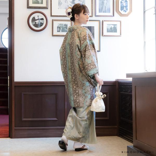 平和屋着物○訪問着 駒刺繍 絞り 草花間道 黒地 金彩 正絹 逸品