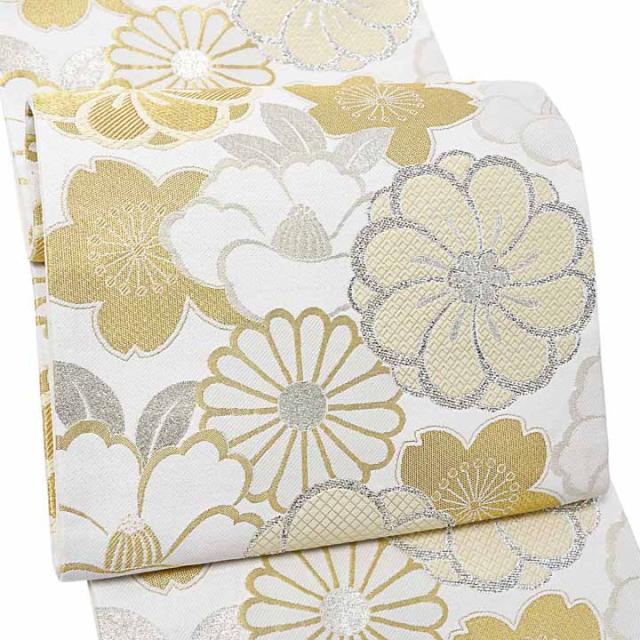 振袖 袋帯 単品「白地、金銀 四季花紋」日本製 お仕立て上がり 振袖用 袋帯 お仕立て済 振袖帯 結婚式 成人式 フォーマル【メール便不可】