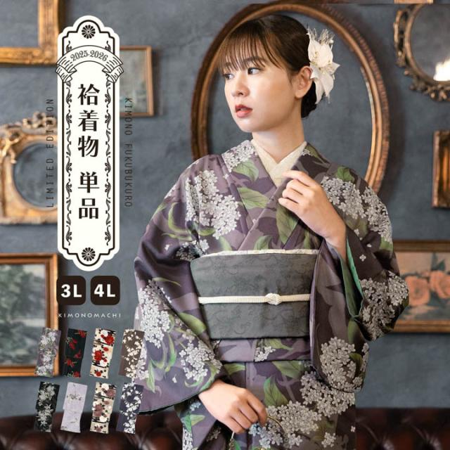 洗える着物 単品 大きいサイズ 「袷着物単品 全8柄」 KIMONOMACHI オリジナル きもの福袋から飛び出た着物単品 3L/4L 2025-2026新作 小紋 レディース キモノ 【メール便不可】