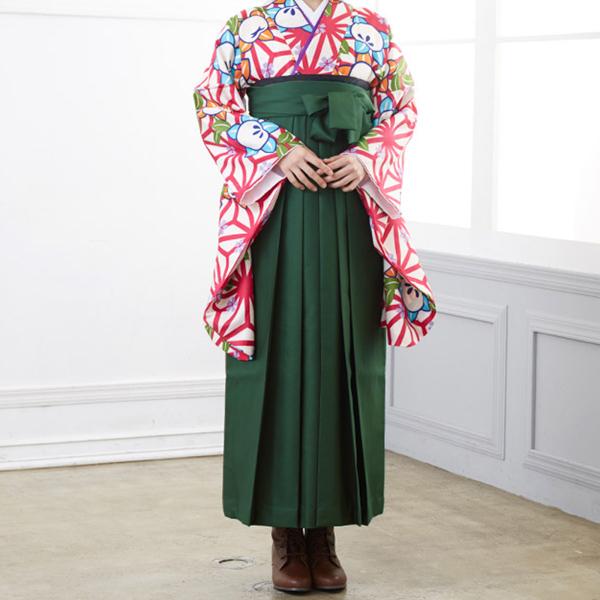 【中古品】袴セット レディース 卒業式 「二尺袖：白紫 麻の葉に橘+袴：ライトグリーン×刺繍」貸衣装処分 レンタル処分品 二尺袖 袴 卒業式、謝恩会に 【メール便不可】ss2512hkm30