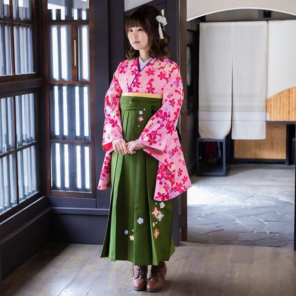 【中古品】二尺袖 単品 卒業式小学生 「ピンク 桜づくし」貸衣装処分 レンタル処分品 卒業式 【メール便不可】ss2512kck10