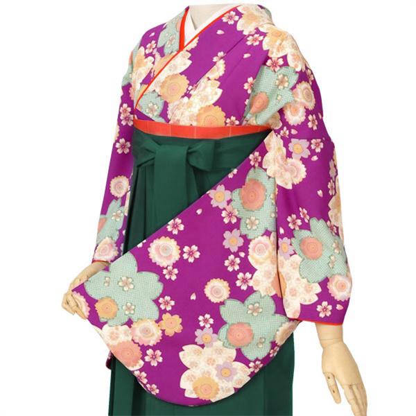 【中古品】二尺袖 単品 卒業式小学生 「紫 桜しぼり柄」貸衣装処分 レンタル処分品 卒業式 【メール便不可】ss2512kck10