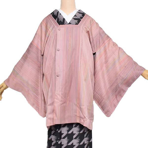 【Prices down2】【中古品】着物コート 「浅いピンク 更紗風」 正絹 和装コート 着物コート 【メール便不可】＜T＞ss2512hor45