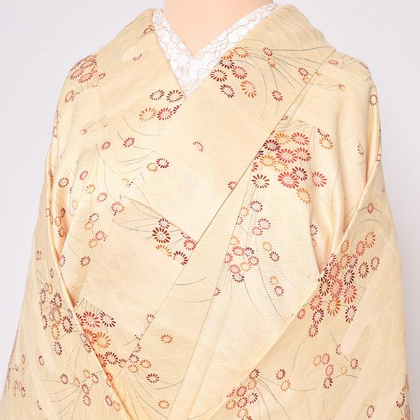 Prices down2】【中古品】仕立て上がり 単衣着物「クリーム色 水面地紋