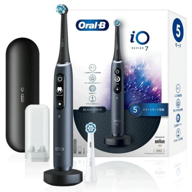 ブラウン 電動歯ブラシ オーラルB iO7 IOM72J22BDBK-W ブラックオニキス / 黒 電動ハブラシ オーラルケア 回転式 充電式 歯磨き はみがき 歯垢除去 Oral-B