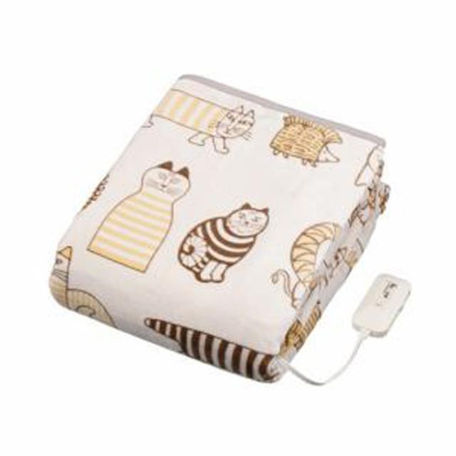 コイズミ 電気掛敷毛布 リサ・ラーソン マイキー＆フレンズ柄 KDK-L504 水洗いOK ダニ退治 室温センサー搭載 KDKL504 電気毛布 本体丸洗い 頭寒足熱配線