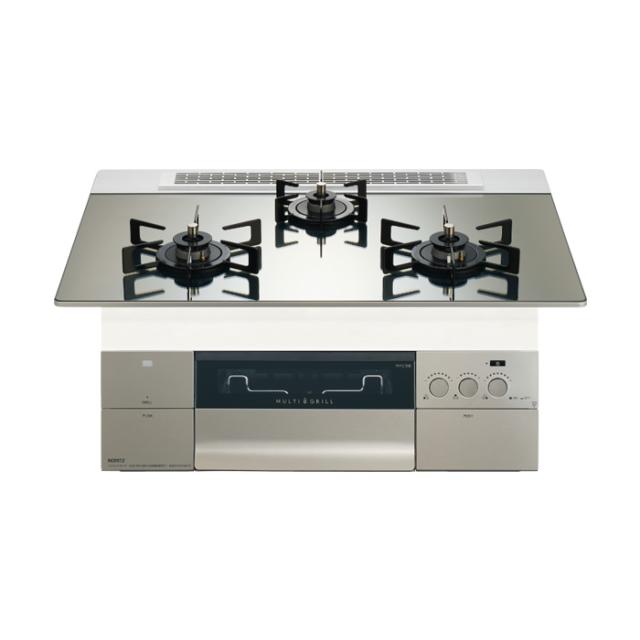 ノーリツ プロパンガス用 75cm天板ビルトインコンロ PROGRE FLAT プラチナシルバー N3S23PWASKSTEC-LPG