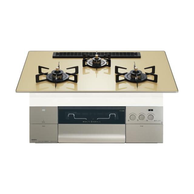 ノーリツ プロパンガス用 75cm天板ビルトインコンロ PROGRE S・FLAT シャンパンゴールド N3S25PWASFSTEC-LPG