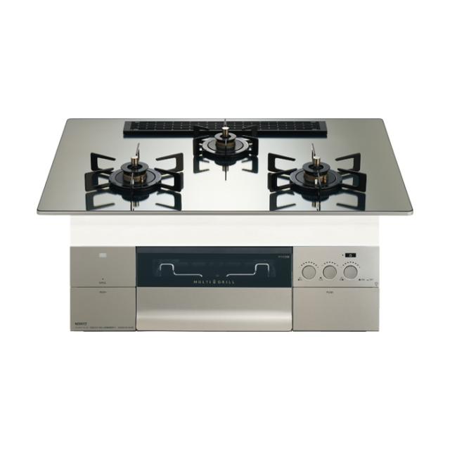 ノーリツ 都市ガス用 75cm天板ビルトインコンロ PROGRE S・FLAT プラチナシルバー N3S25PWASKSTEC-13A