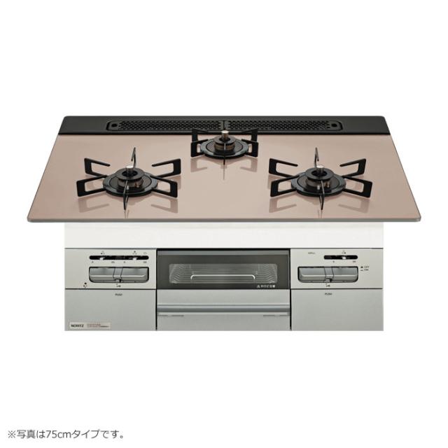 ノーリツ 都市ガス用 60cm天板ビルトインコンロ Mikke ミッケ N3WV6RWAP3SIEC-13A シルバーピンク