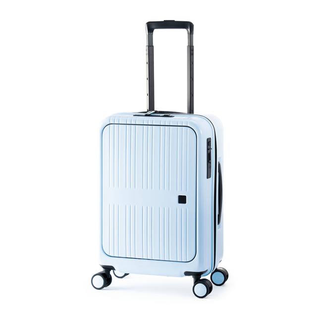 A.L.I ハードキャリーケース Pitaflat ピタフラット 3〜4泊 37L PIF-8810-18-SBL サックスブルー アジア・ラゲージ スーツケース 機内持ち込み可能サイズ フロントオープンタイプ 前輪ストッパー 14インチPC収納