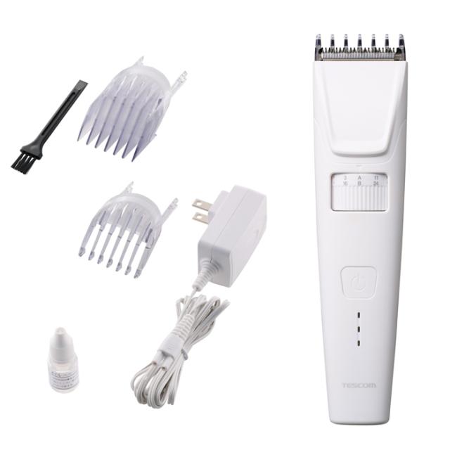 テスコム ヘアカッター TT390B-W ホワイト 交流式 バリカン TESCOM ボウズからショートスタイルまで対応 AC100-240Vの ...