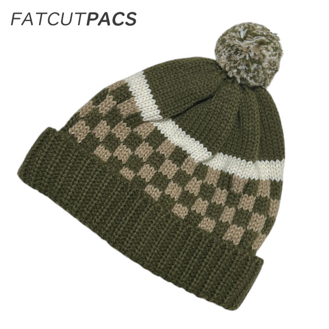 【価格見直しました】 新品 ファット カット パックス FAT CUT PACS Checker tone Beanie チェッカー ビーニー ボンボン  パックス PACS ファットカットプレス FAT CUT PRESS ヘッドウェア
