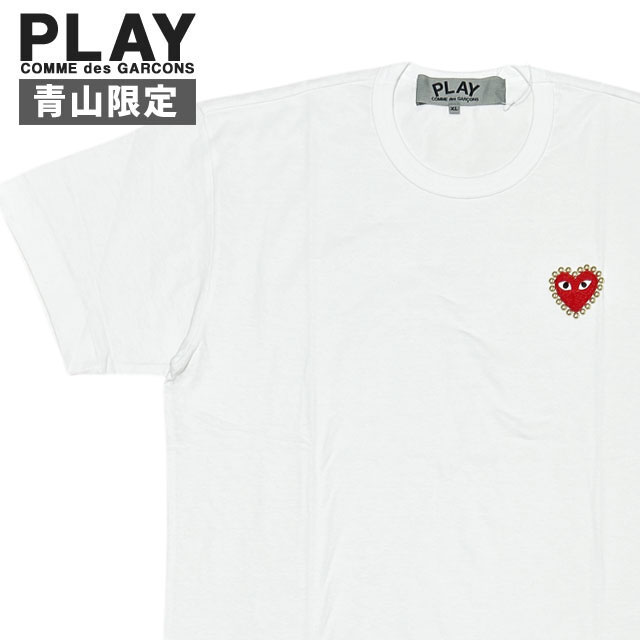 (2025新作)新品 プレイ コムデギャルソン PLAY COMME des GARCONS 青山限定 STUDS RED HEART TEE スタッズ Tシャツ ハート ロゴ YX-T074-051 半袖Tシャツ