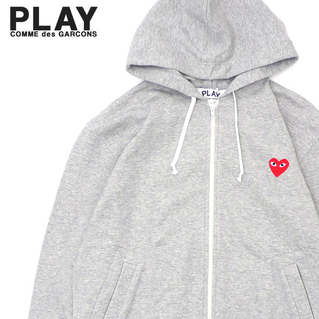 新品 プレイ コムデギャルソン PLAY COMME des GARCONS MENS RED ZIP HOODIE GRAY 211-000545-062x 新品 (SWT/HOODY)
