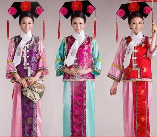 中華古装 清朝王妃皇女服 チャイナドレス 髪飾り付き 3サイズ Eタイプ