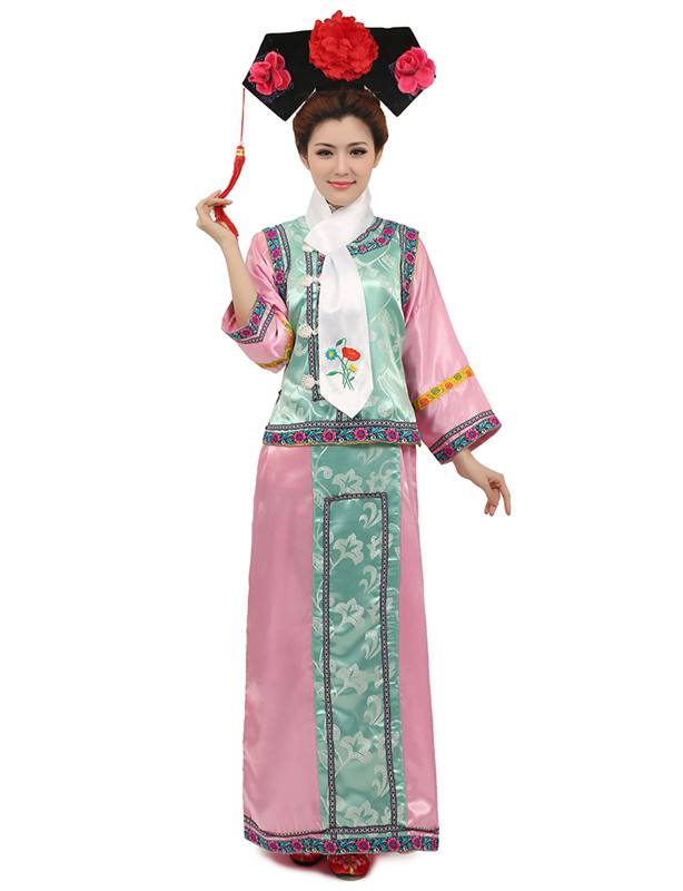 中華古装 清朝王妃皇女服 チャイナドレス 髪飾り付き 3サイズ Bタイプ 中華