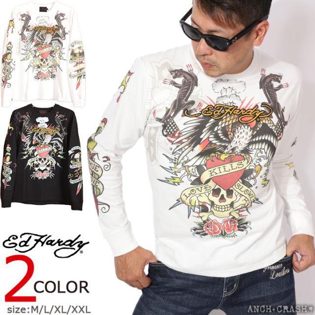 Ed Hardy エドハーディー ロンTEE (EDH-2401)【送料無料】長袖Tシャツ 刺繍 インクジェット