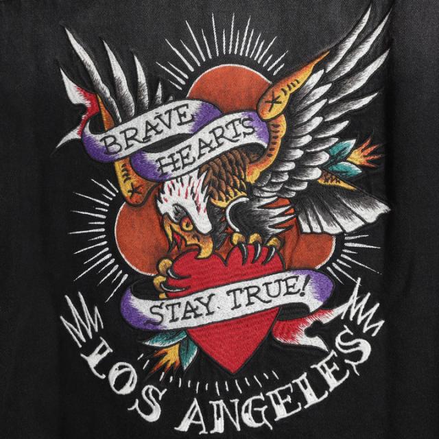 Ed Hardy エドハーディー 半袖 デニム/ツイル シャツ (EDH-2504