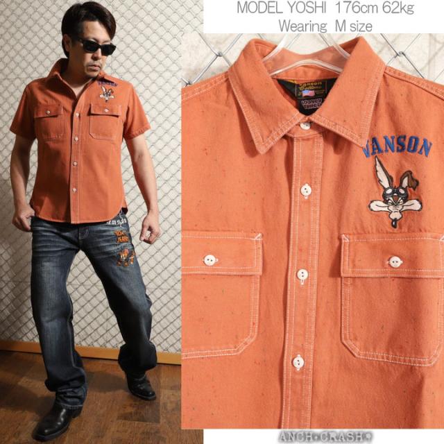 VANSON ルーニー・テューンズ コラボ ネップデニム半袖シャツ (LTV