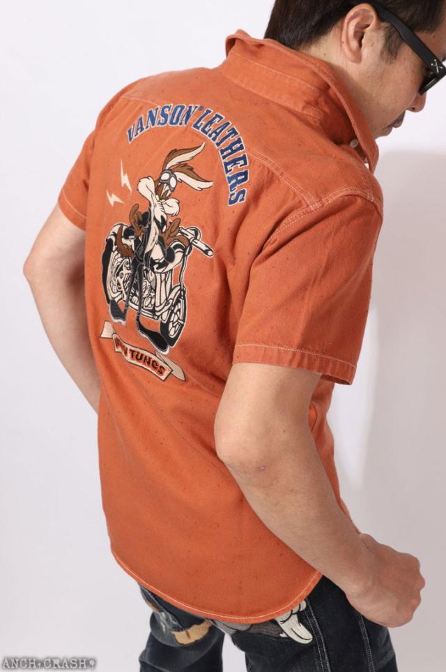 VANSON ルーニー・テューンズ コラボ ネップデニム半袖シャツ (LTV